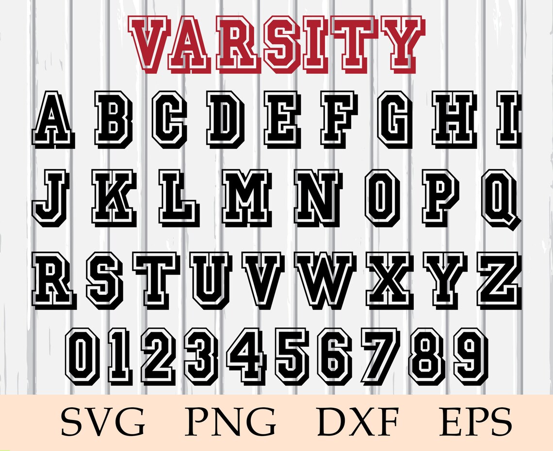 Varsity Font Svg Block Font Svg Varsity Alphabet Svg | Etsy