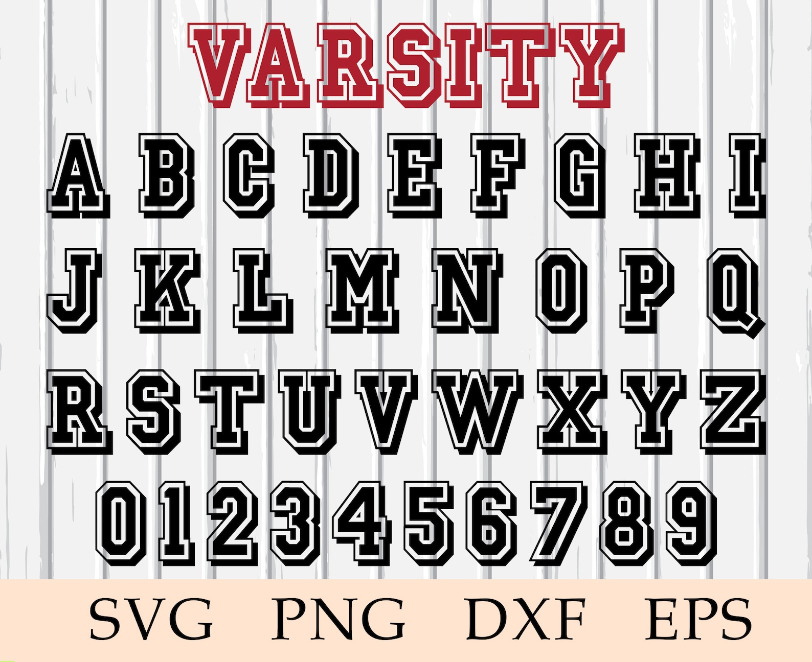 Varsity Font Svg, Block Font Svg, Varsity Alphabet Svg, Vintage Varsity ...