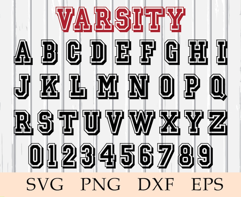 Varsity Font Svg Block Font Svg Varsity Alphabet Svg | Etsy