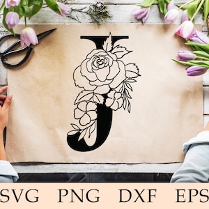 Flower Alphabet Svg, Floral Letter J Svg, Floral Alphabet J Svg ...