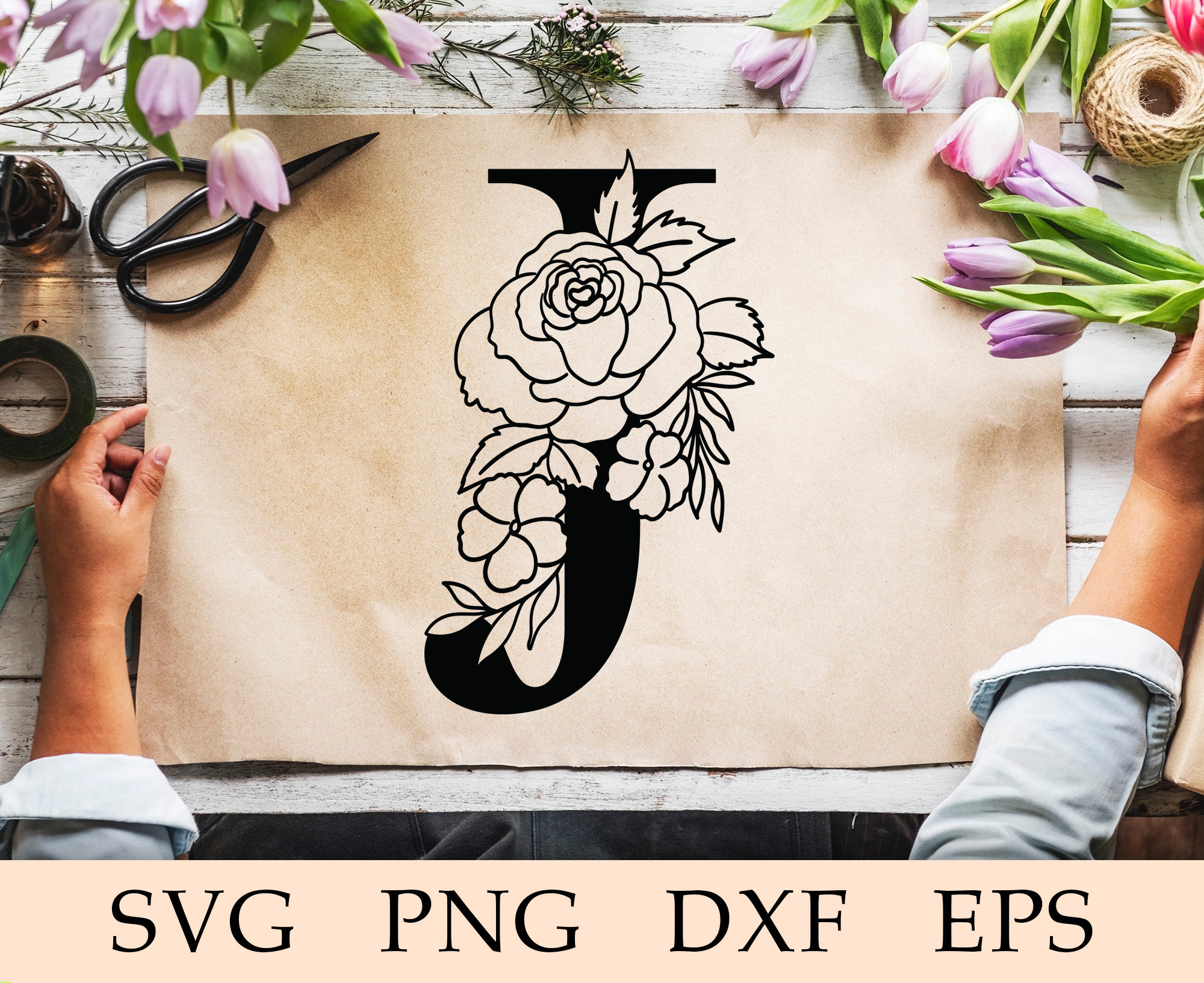Flower Alphabet Svg Floral Letter J Svg Floral Alphabet J - Etsy