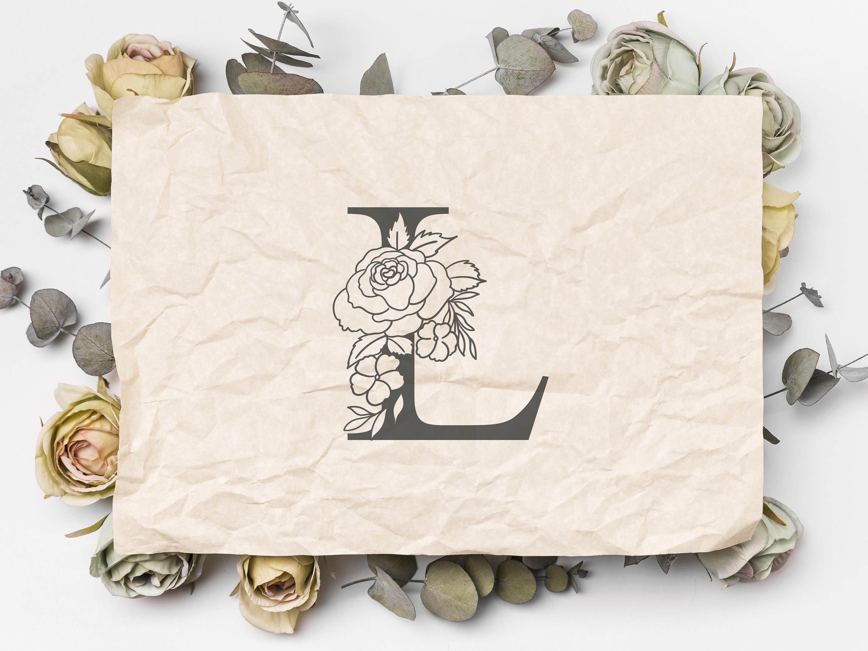 Botanical Font svg Floral Letter L svg Floral Alphabet L | Etsy