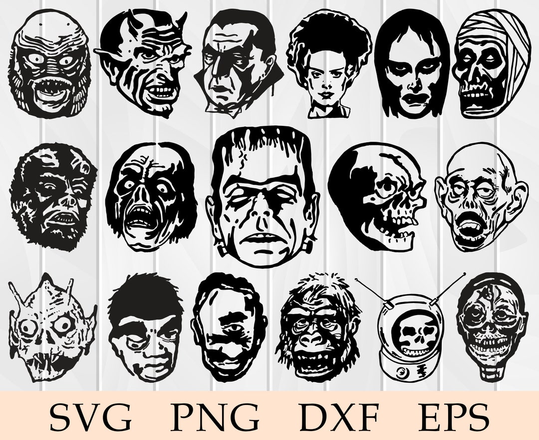 Movie Monster Bundle Svg, Classic Monsters Svg, Halloween, Frankenstein ...