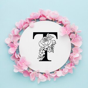 Botanical Letter Svg, Floral Letter T Svg, Floral Alphabet T Svg ...