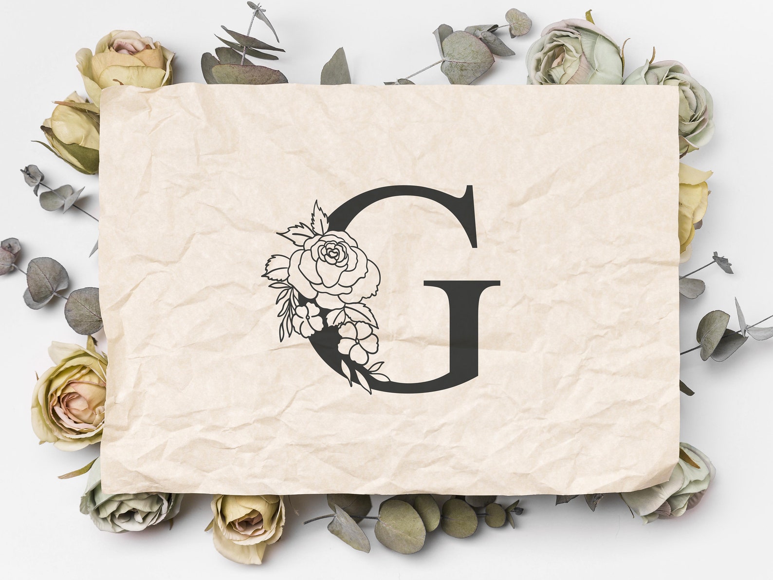 Botanical Font Svg Floral Letter G Svg Floral Alphabet G | Etsy Canada