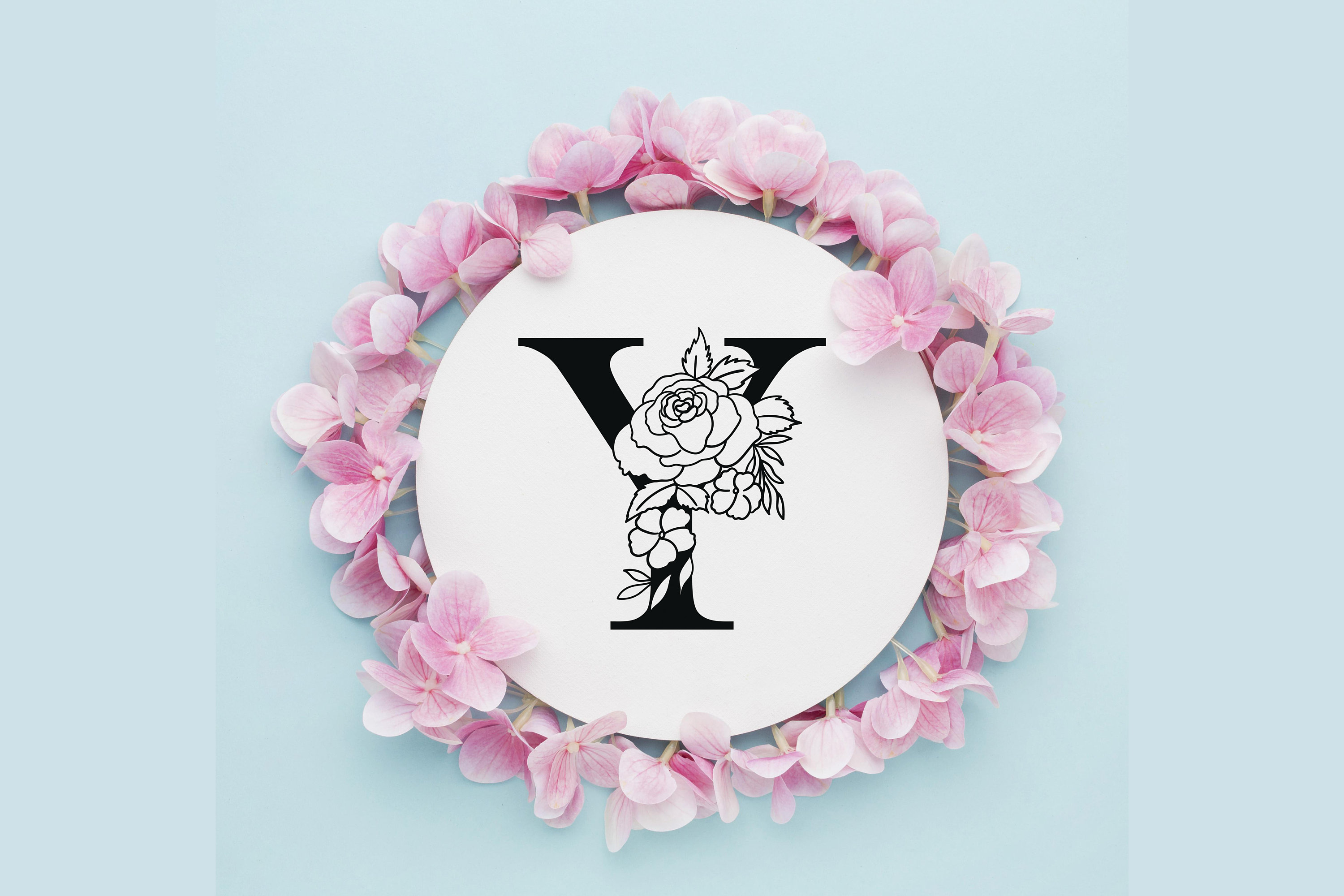 Botanical Alphabet svg Floral Letter Y svg Floral Alphabet Y | Etsy