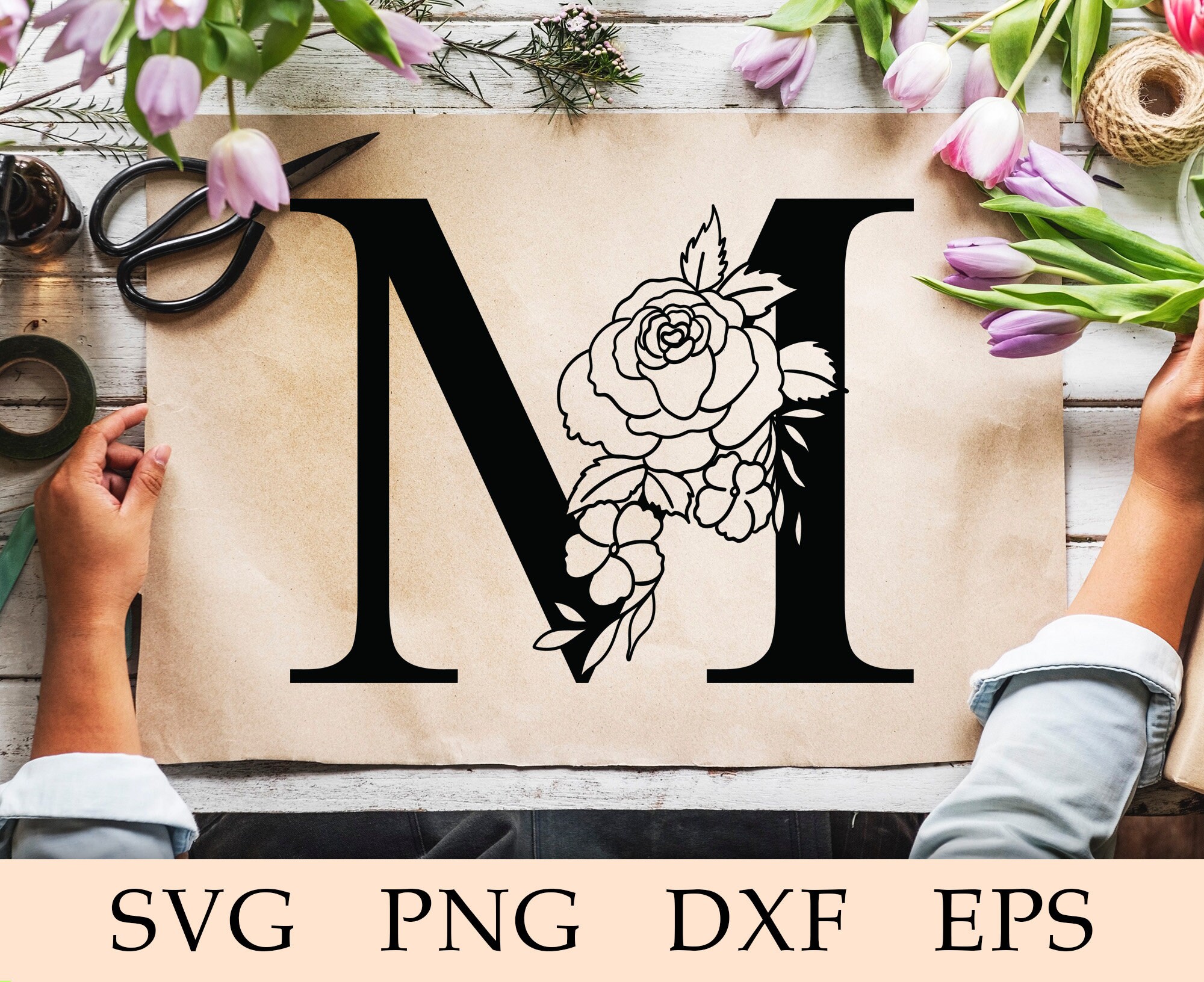 Floral Font Svg Floral Letter M Svg Floral Alphabet M Svg - Etsy Canada