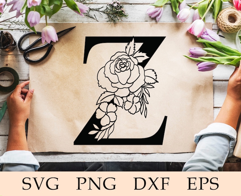Botanical Letter Svg Floral Letter Z Svg Floral Alphabet Z - Etsy