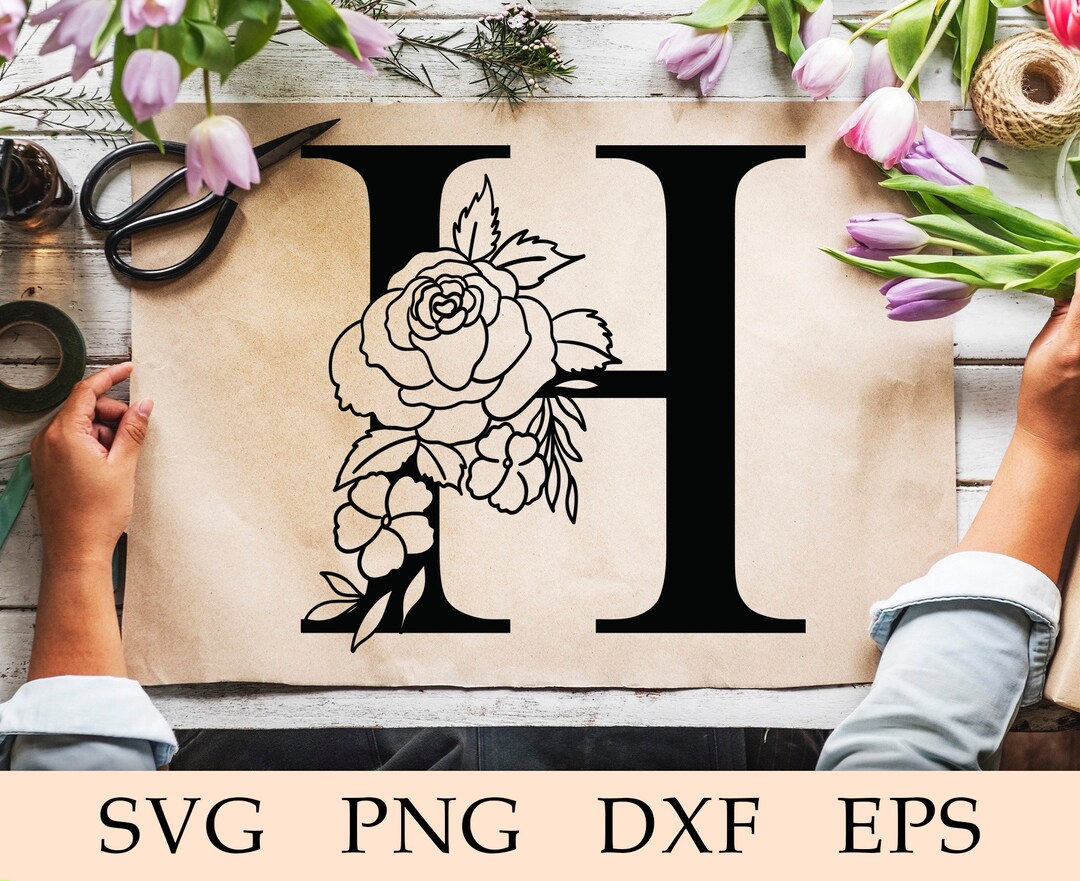Floral Font Svg, Floral Letter H Svg, Floral Alphabet H Svg, Initial H ...