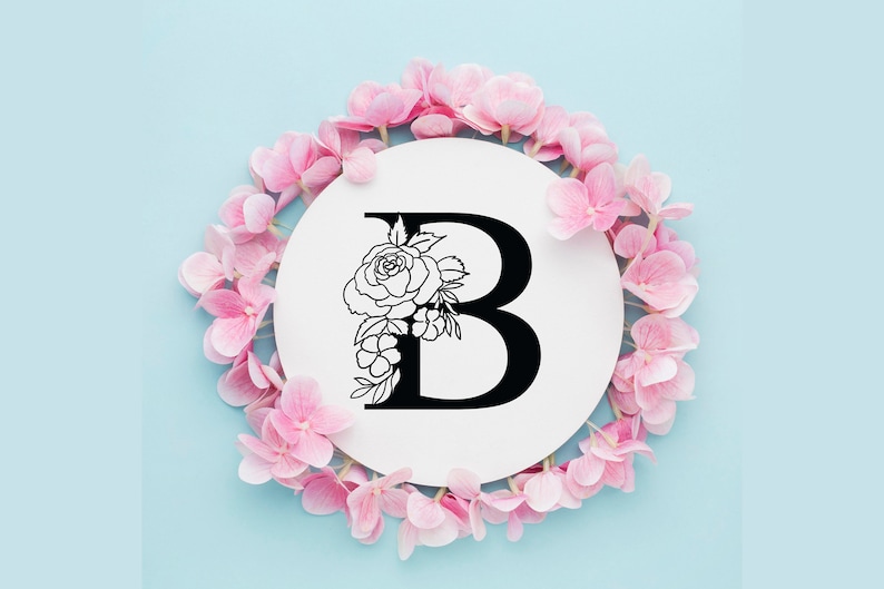 Floral Letter B Svg Floral Alphabet B Svg Initial B Svg | Etsy