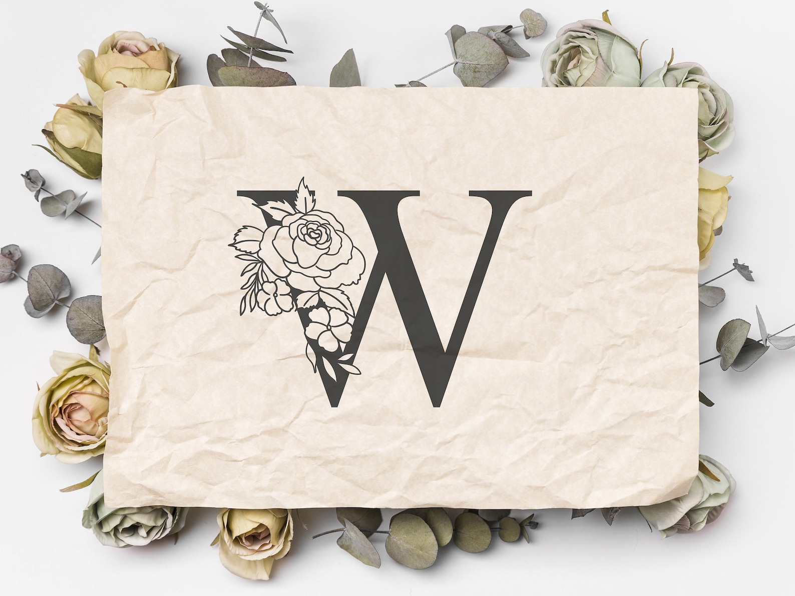 Botanical Font Svg, Floral Letter W Svg, Floral Alphabet W Svg, Initial ...