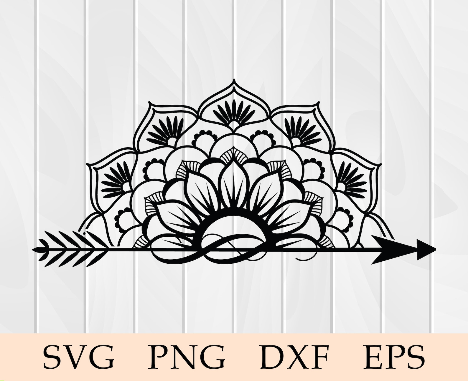 Half Mandala Design, Mandala Arrow, Mandala Svg, Boho Svg, Arrow Svg ...