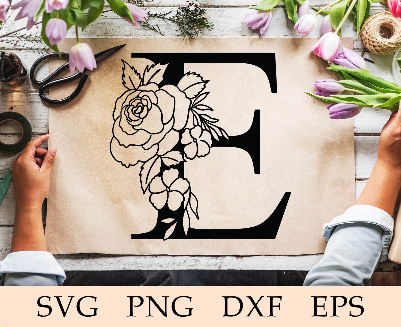 Flower Alphabet Svg, Floral Letter E Svg, Floral Alphabet E Svg ...
