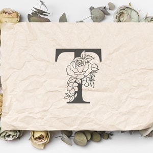 Botanical Letter Svg, Floral Letter T Svg, Floral Alphabet T Svg ...