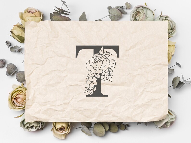 Botanical Letter Svg, Floral Letter T Svg, Floral Alphabet T Svg ...