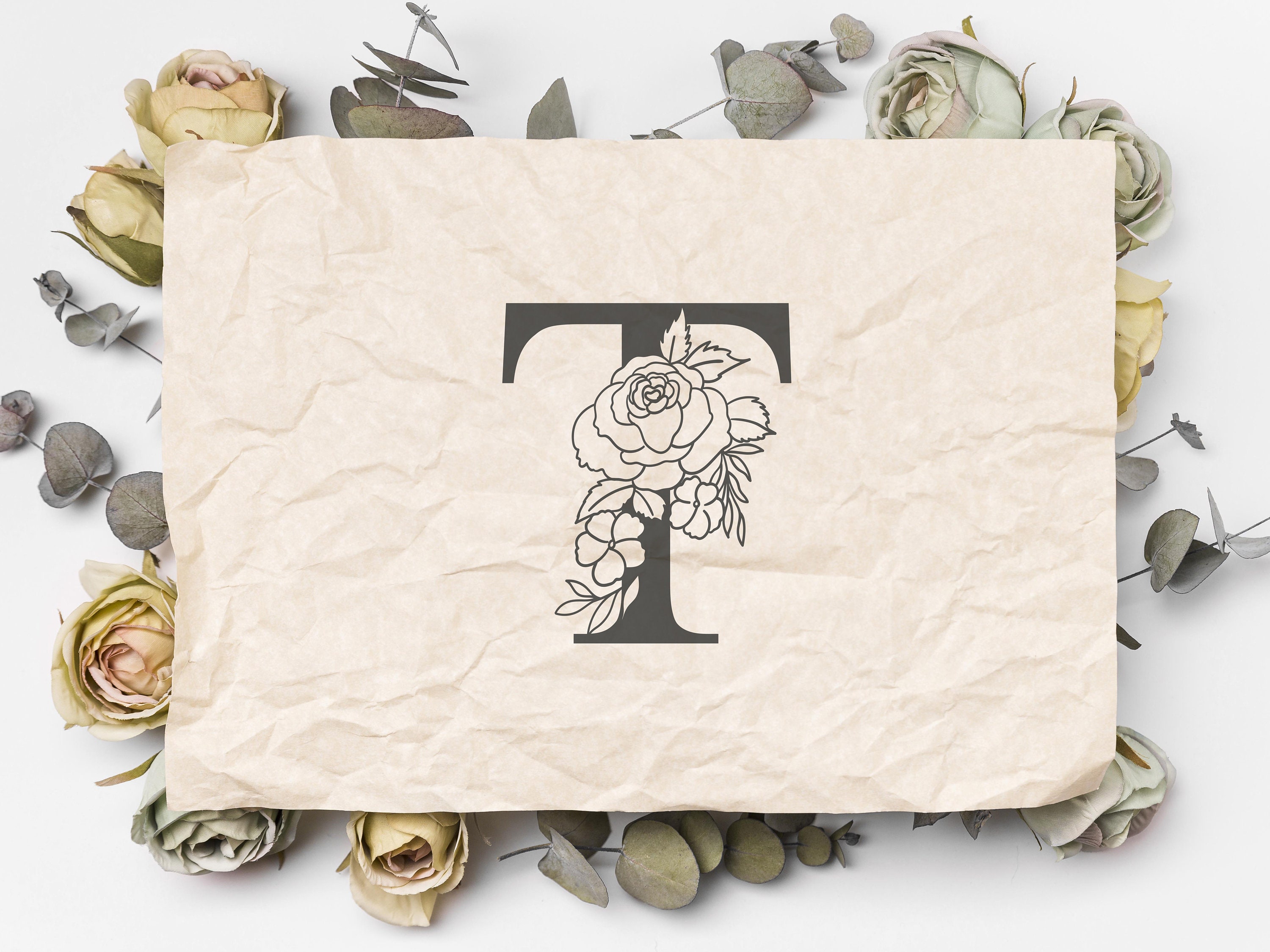 Botanical Letter Svg Floral Letter T Svg Floral Alphabet T - Etsy Israel