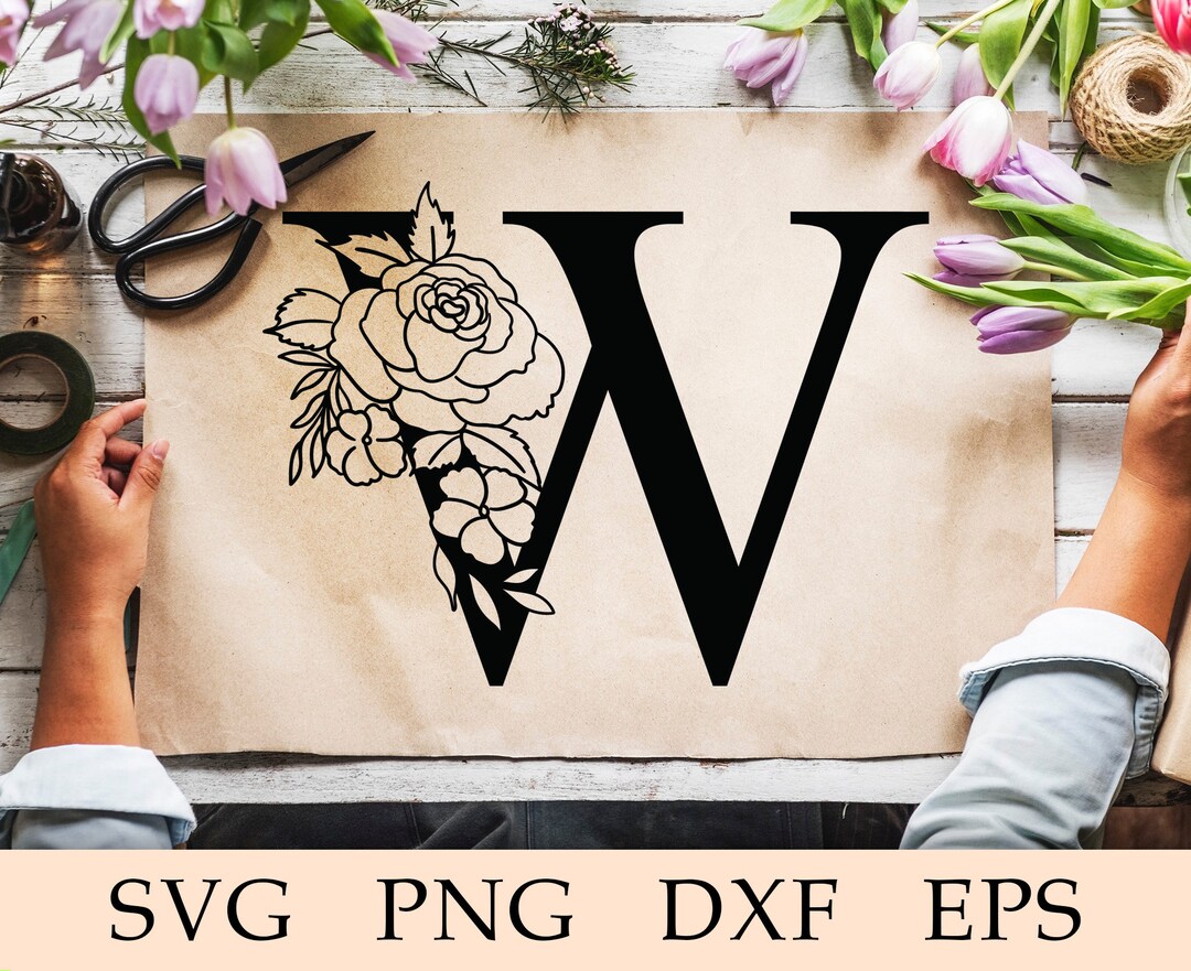 Botanical Font Svg, Floral Letter W Svg, Floral Alphabet W Svg, Initial ...