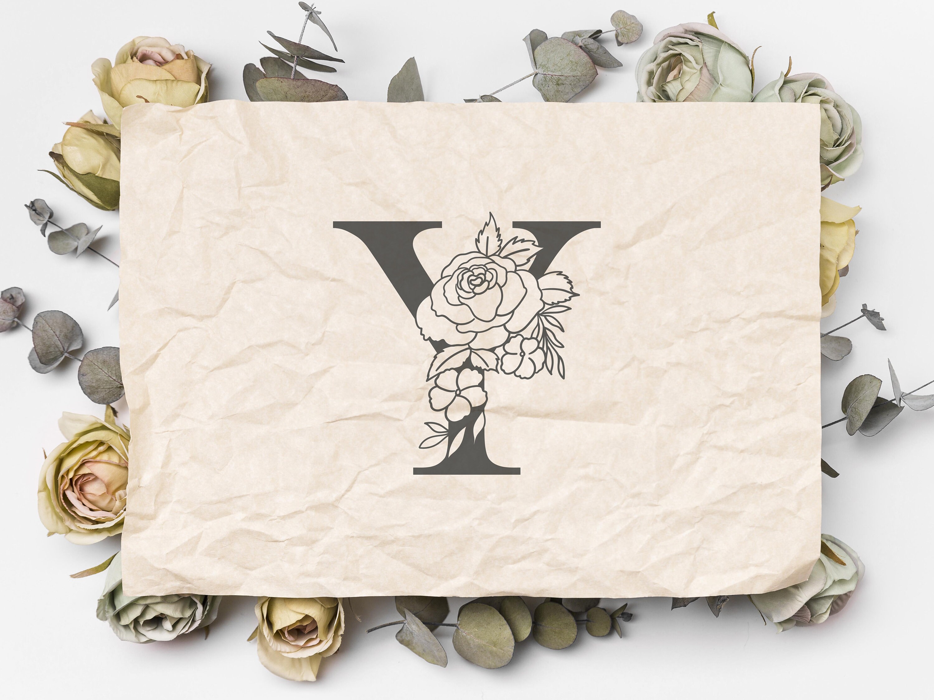 Botanical Alphabet svg Floral Letter Y svg Floral Alphabet Y | Etsy