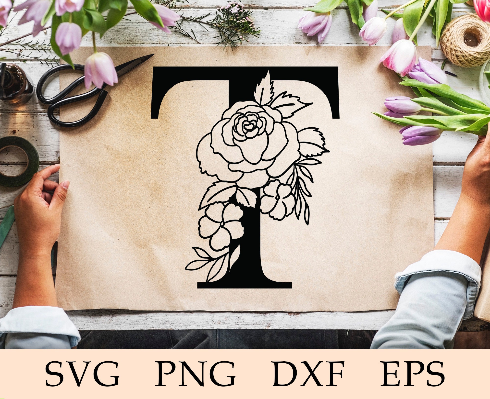 Botanical Letter Svg Floral Letter T Svg Floral Alphabet T - Etsy Israel
