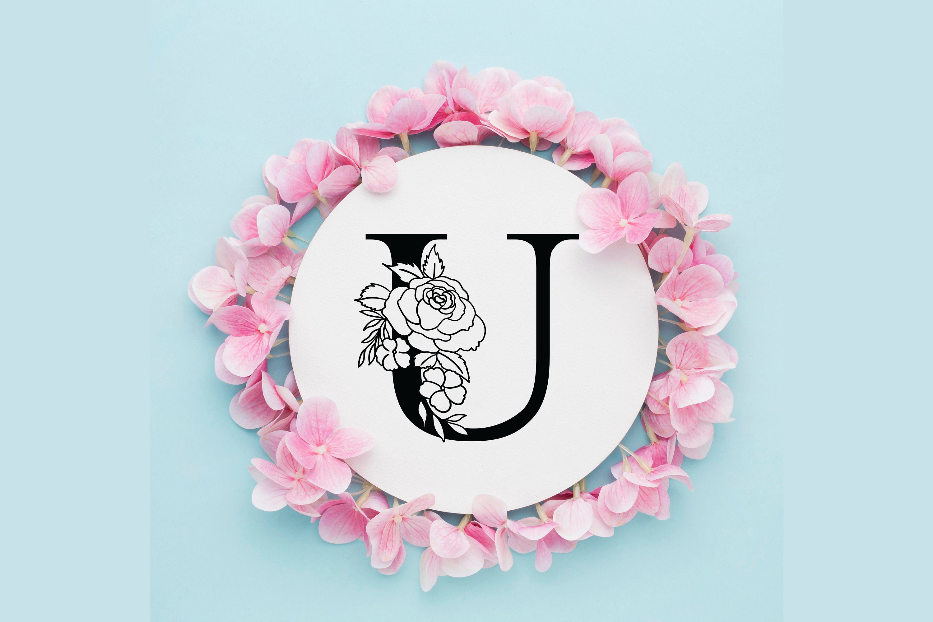 Floral Letter U svg Floral Alphabet U svg Initial U svg | Etsy