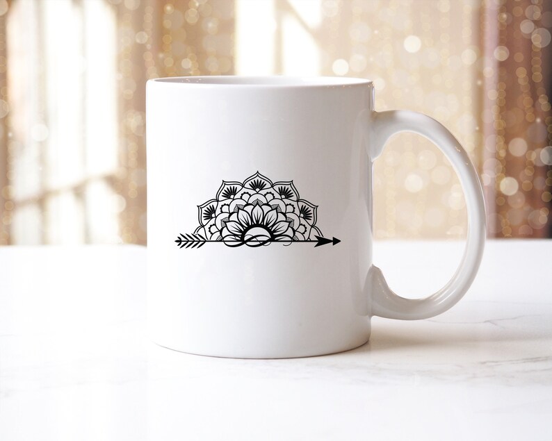 Half Mandala Design Mandala Arrow Mandala Svg Boho Svg - Etsy