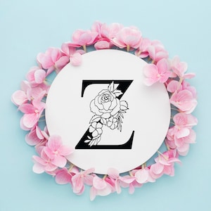 Botanical Letter Svg, Floral Letter Z Svg, Floral Alphabet Z Svg, Initial Z Svg, Botanical ...