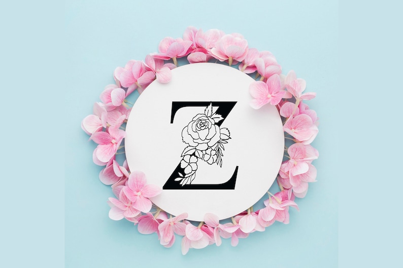 Botanical Letter Svg Floral Letter Z Svg Floral Alphabet Z - Etsy
