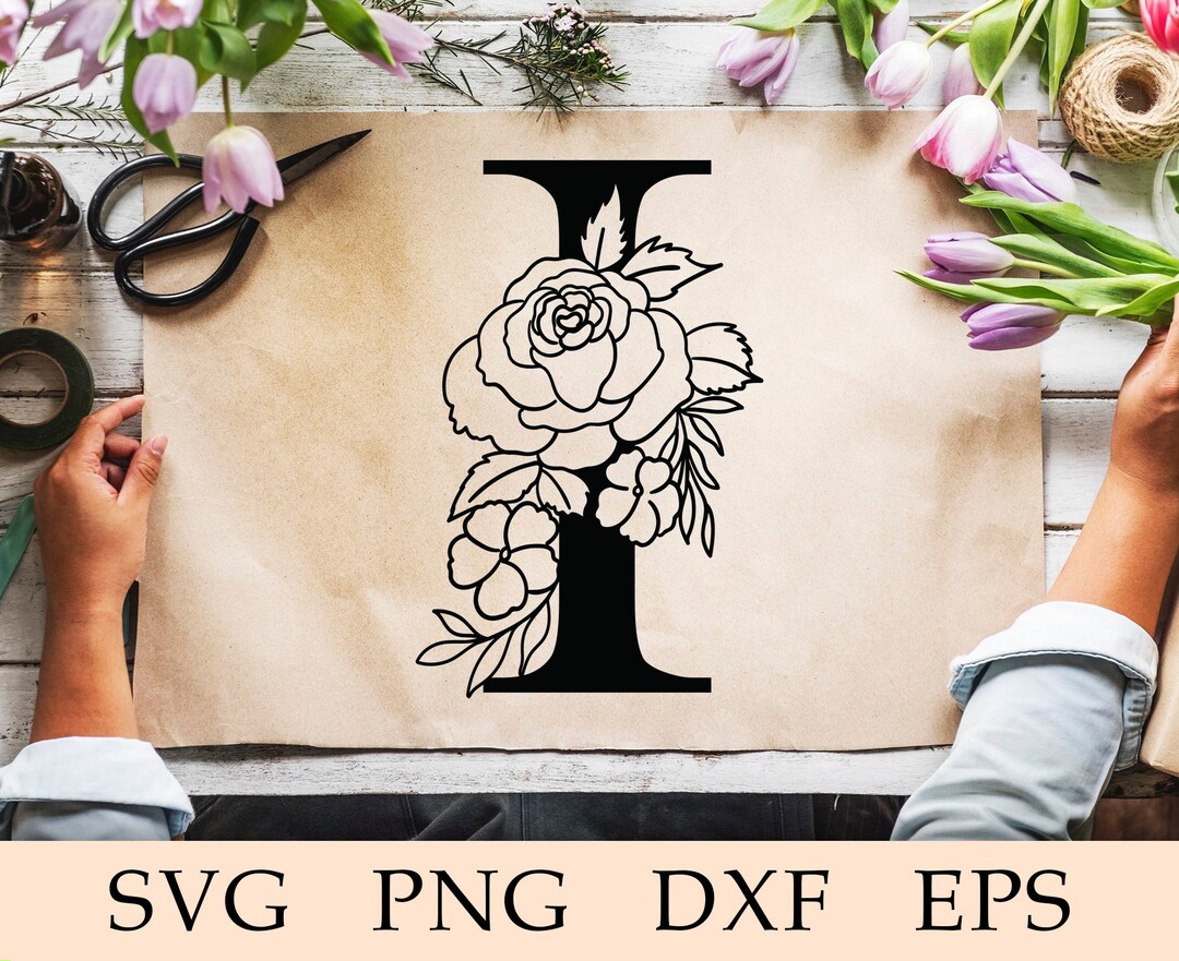 Botanical Alphabet Svg, Floral Letter I Svg, Floral Alphabet I Svg ...