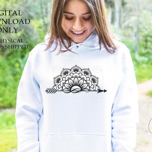 Half Mandala Design, Mandala Arrow, Mandala Svg, Boho Svg, Arrow Svg ...