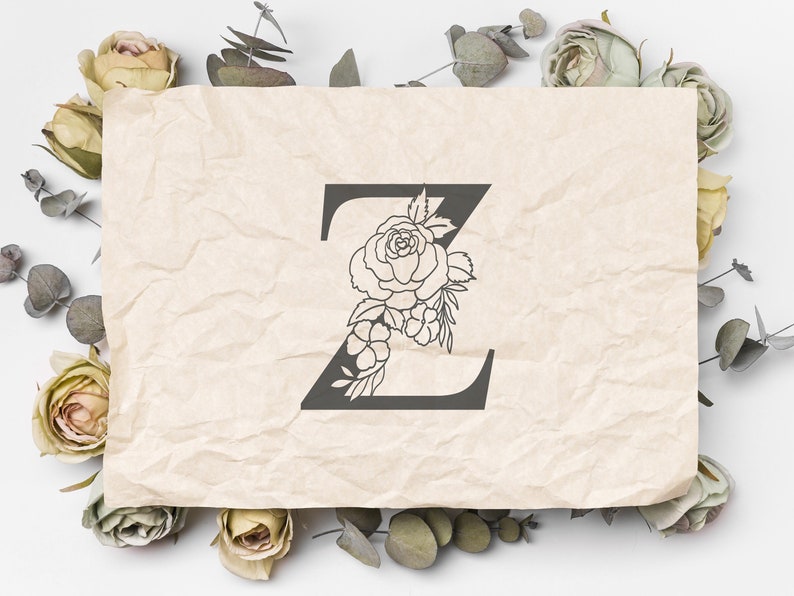 Botanical Letter Svg Floral Letter Z Svg Floral Alphabet Z - Etsy
