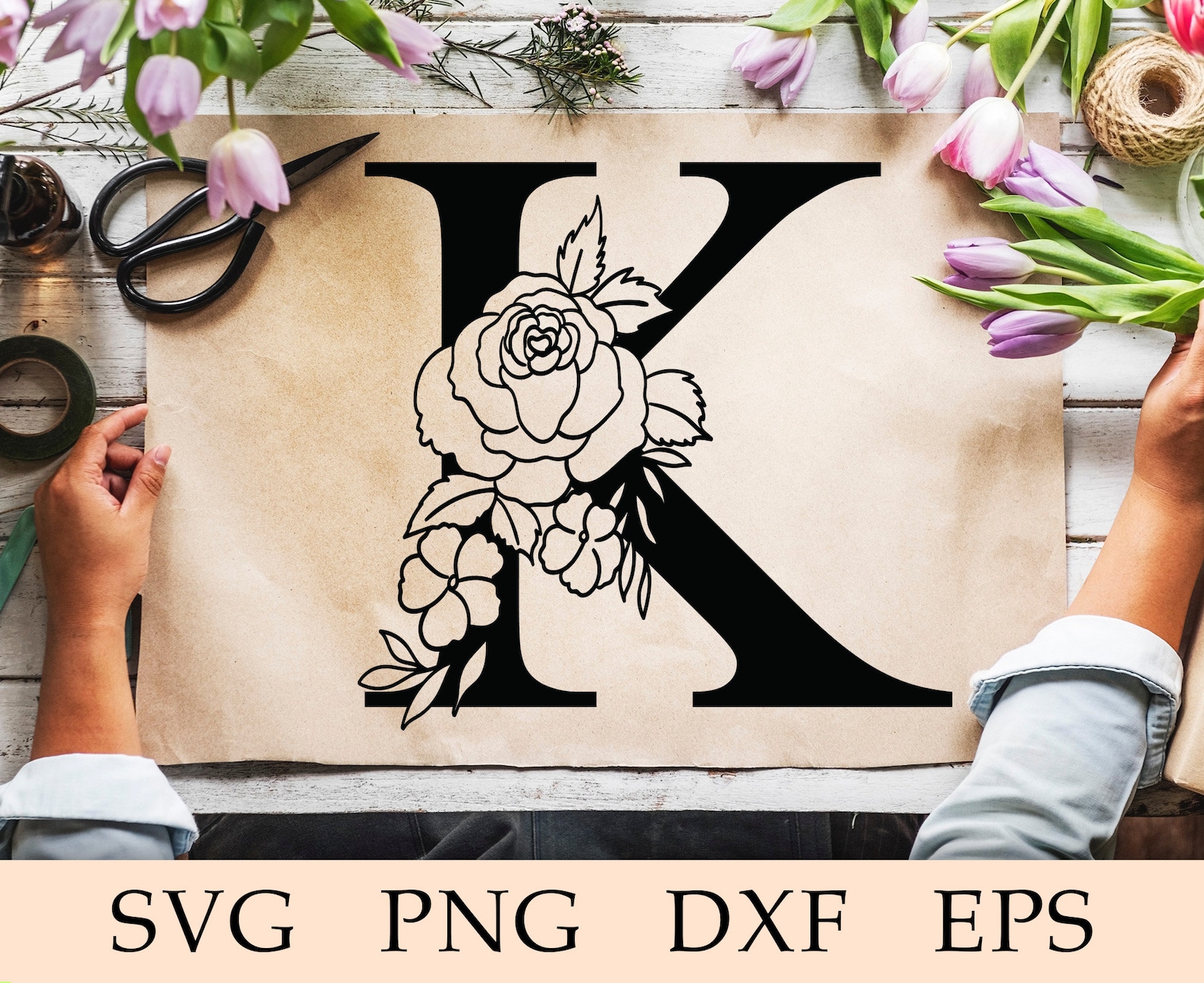 Floral Alphabet svg Floral Letter K svg Floral Alphabet K | Etsy