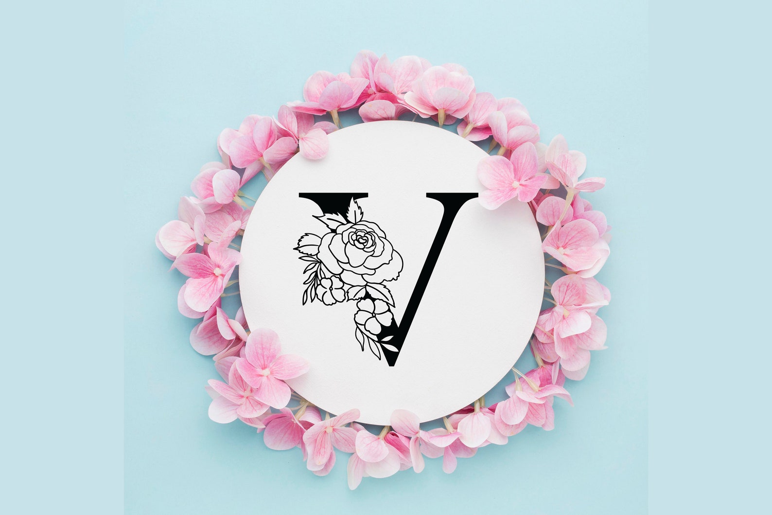 Flower Alphabet svg Floral Letter V svg Floral Alphabet V | Etsy