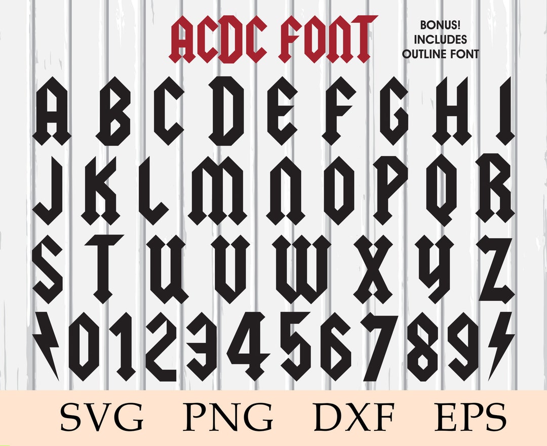 ACDC Rock Font Svg, Rock Font Svg, ACDC Alphabet Svg, Vintage Hard Rock ...