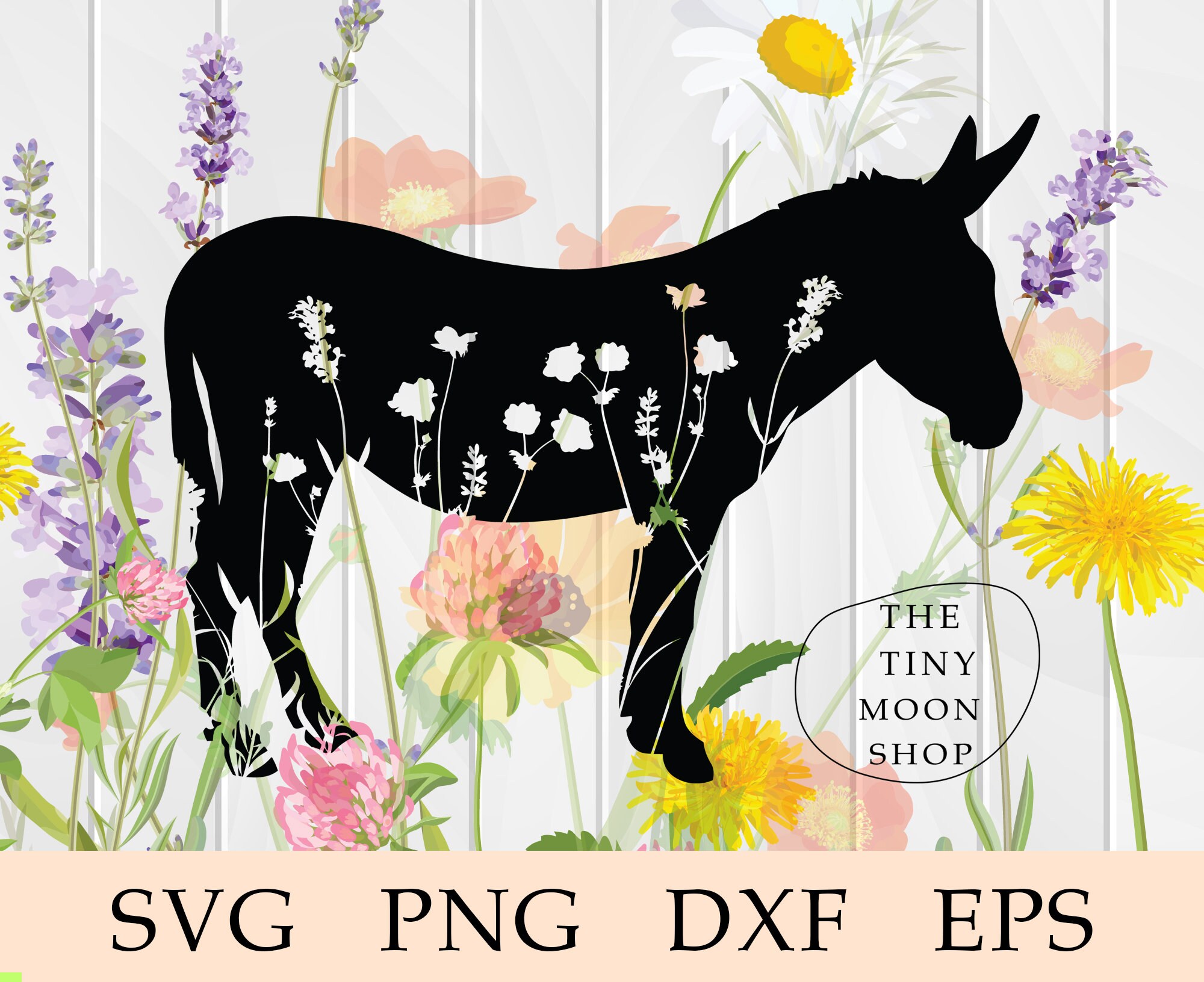 Floral Esel Silhouette Svg, Blume Esel Svg, Esel Svg, Mule Svg ...