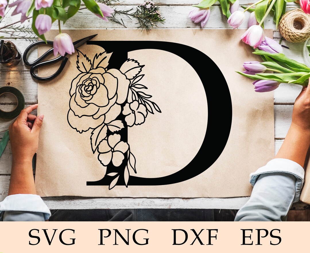 Botanical Alphabet Svg, Floral Letter D Svg, Floral Alphabet D Svg ...