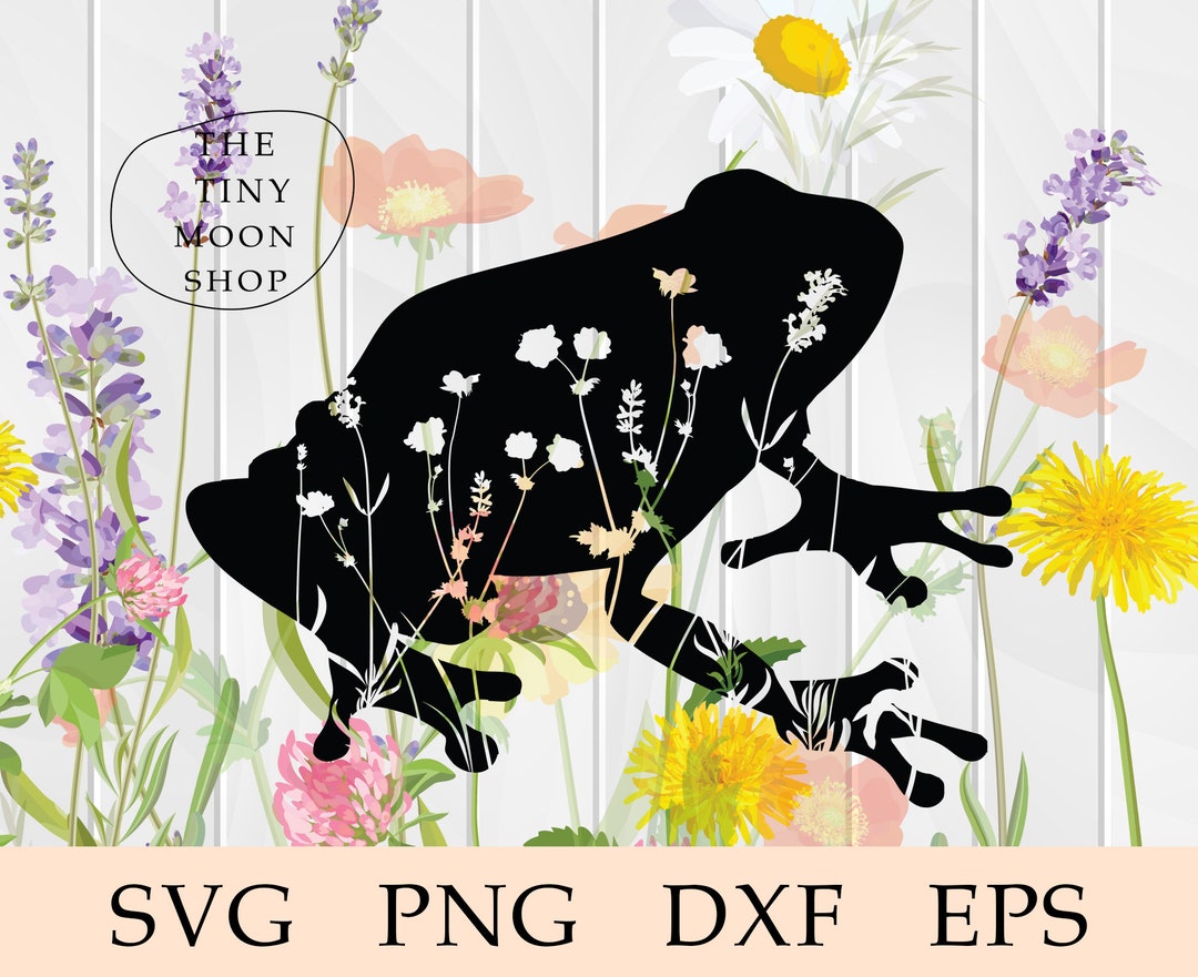 Floral Frog Silhouette Svg, Floral Frog Svg, Frog Svg, Cute Frog ...
