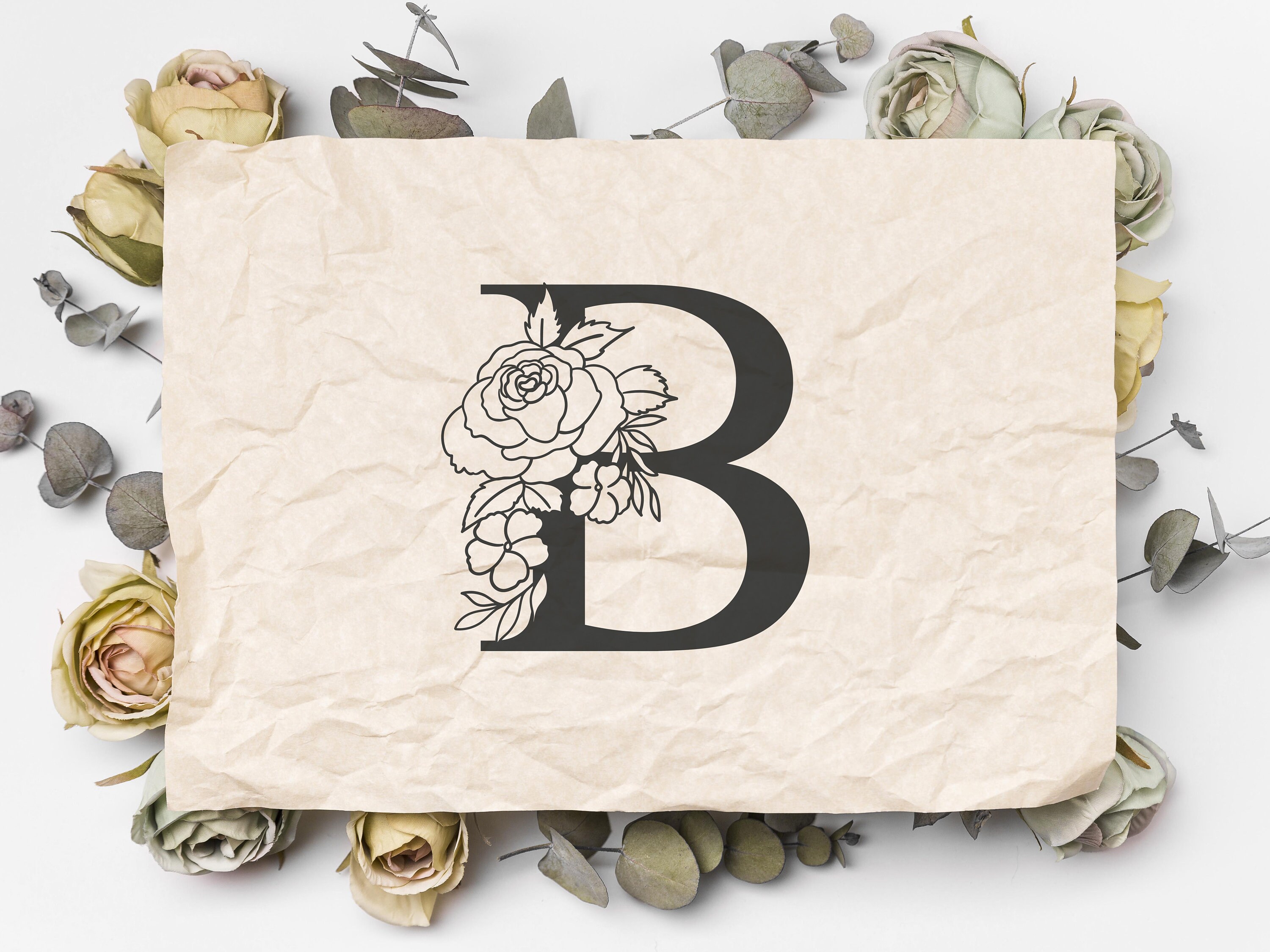 Floral Letter B svg Floral Alphabet B svg Initial B svg | Etsy
