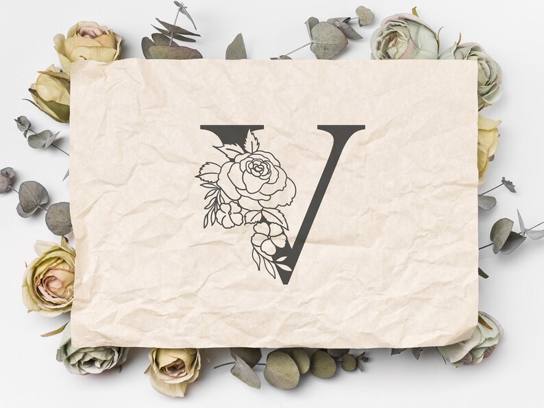 Flower Alphabet Svg Floral Letter V Svg Floral Alphabet V - Etsy