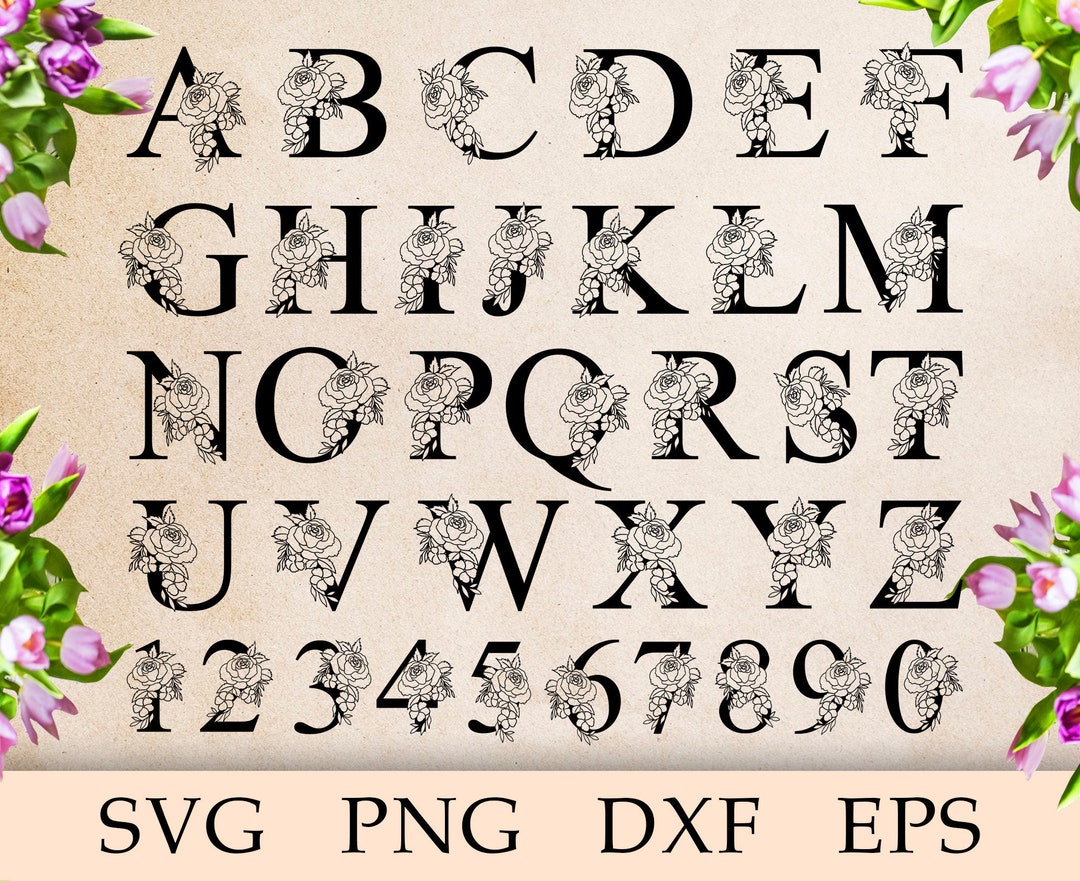 Floral Font Svg, Botanical Alphabet Svg, Flower Alphabet Svg, Floral ...