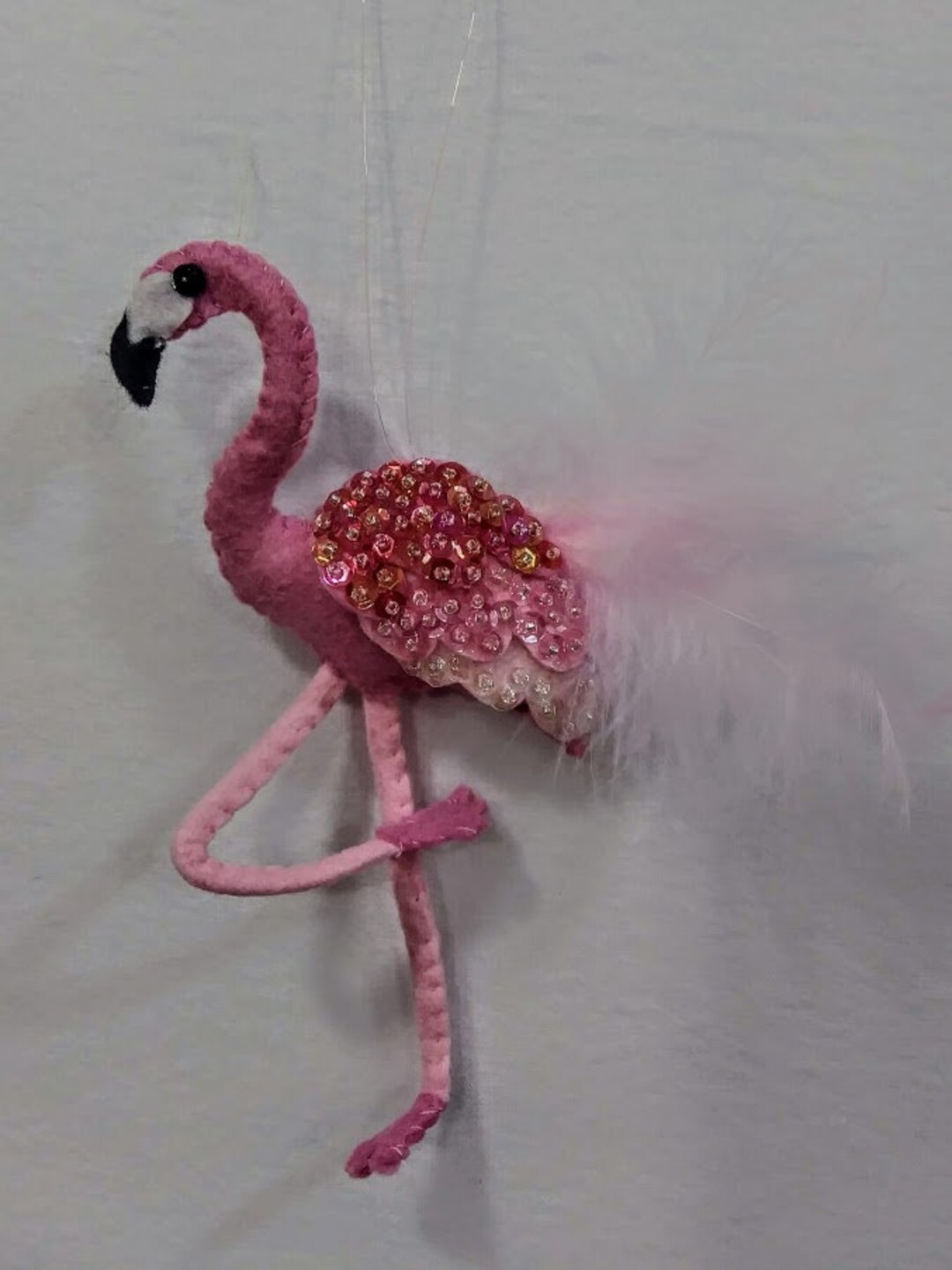 Florence Flamingo Felt Hanging Ornament Hand Made Beaded and Sequined ...