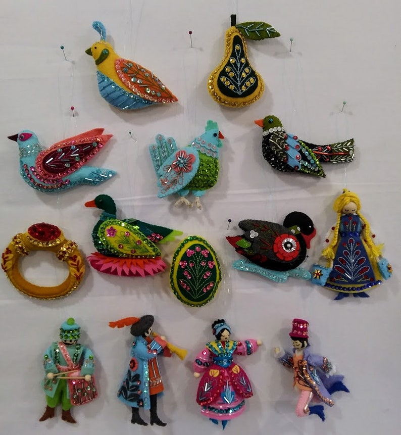 12 Days of Christmas Handmade Felt Ornament Set of 2 Partridge and Pear ...