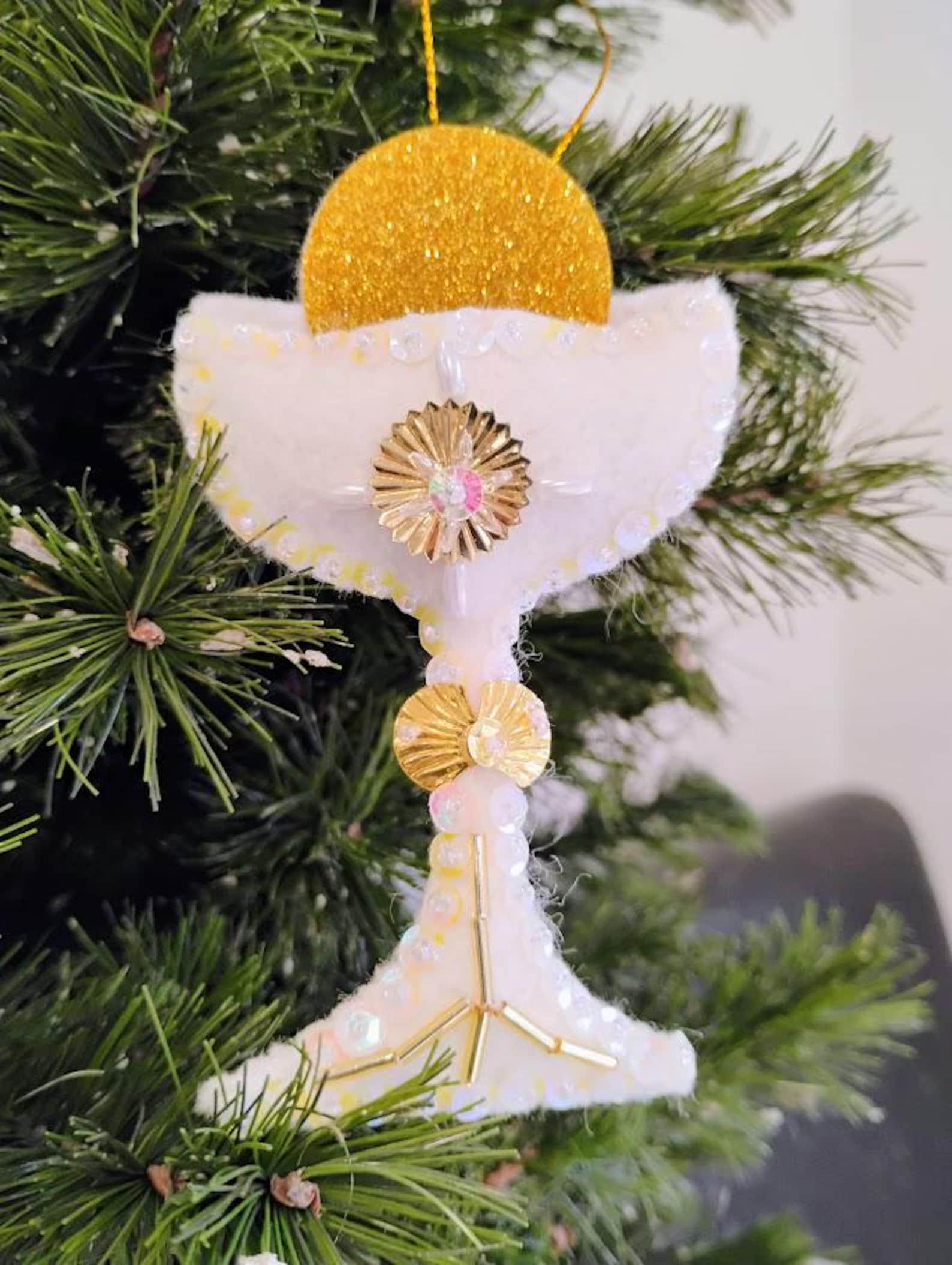 Handmade Chrismon Ornaments, White and Gold Felt Set of 8 - Etsy