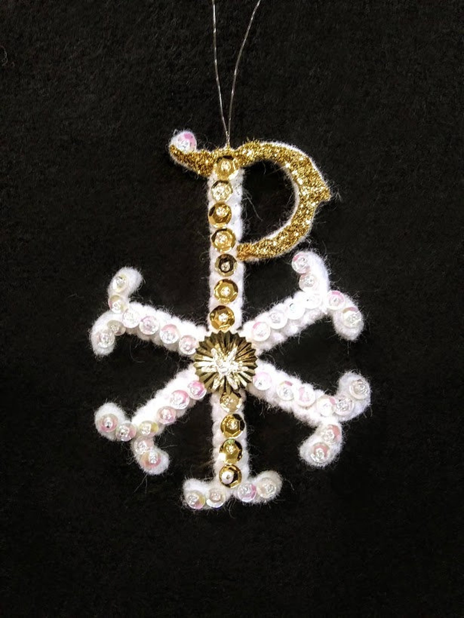 Made to Order Chrismon Christmas Ornaments Hand Made Set of White and ...