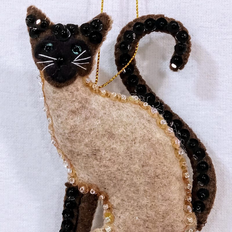 Felt Cat Ornaments Beaded - Etsy