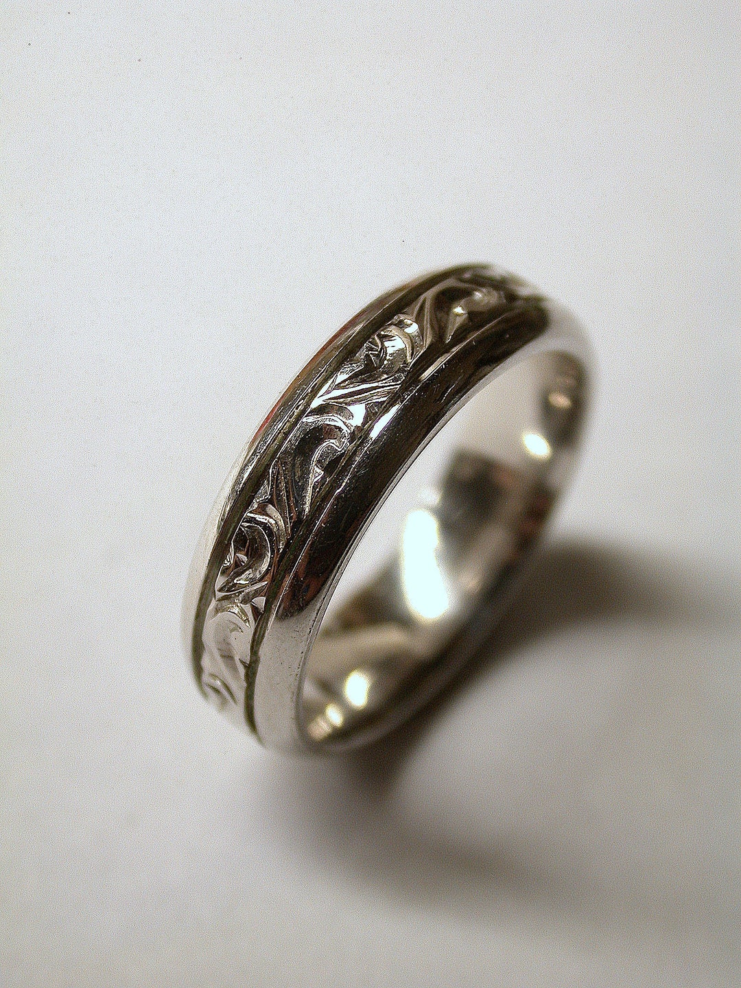 Wedding Hand Engraved Scroll Silver 6 Mm Ring - Etsy