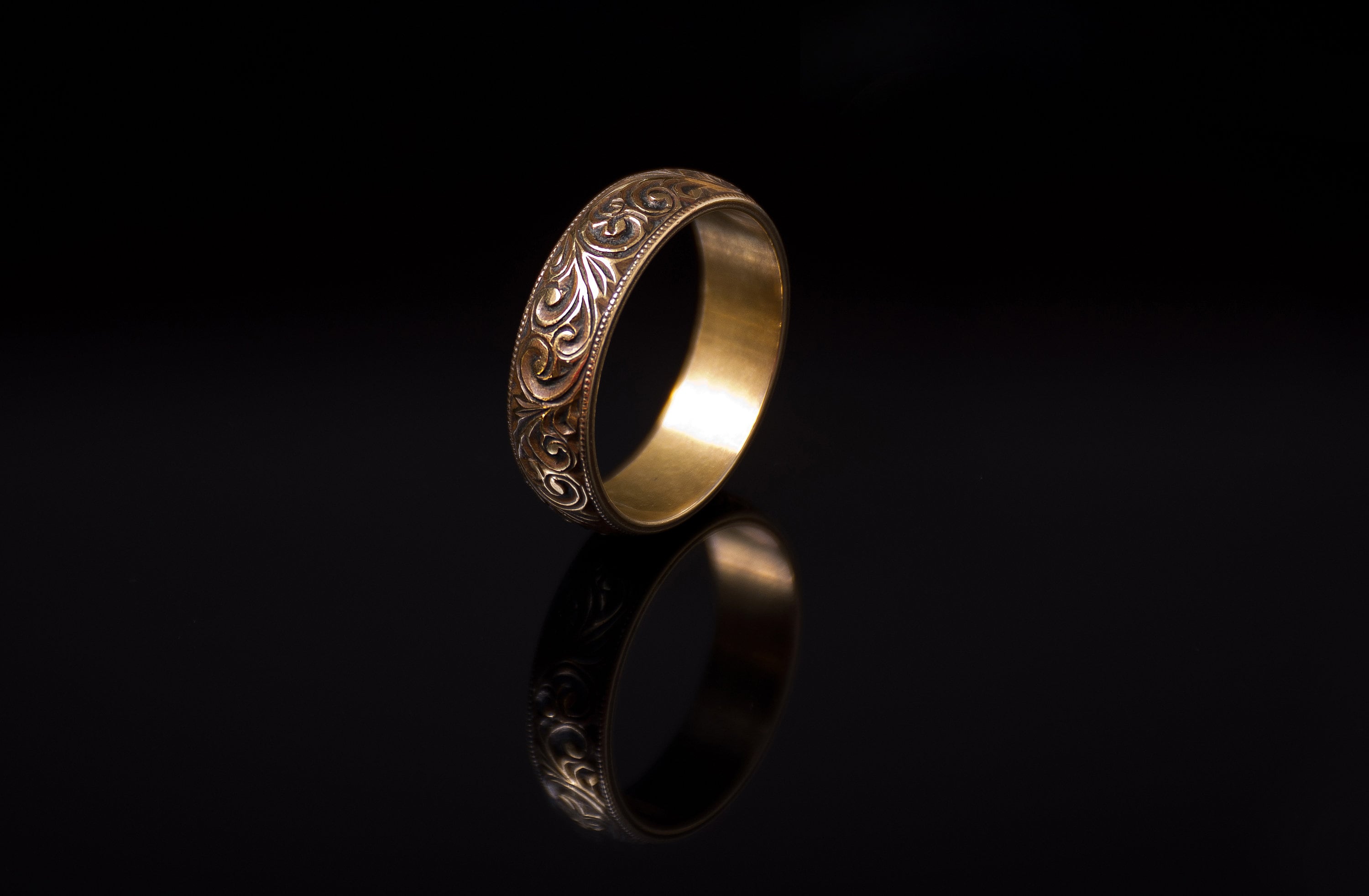 Wedding Hand Engraved Scroll Grain 6 Mm Silver Court Ring - Etsy UK