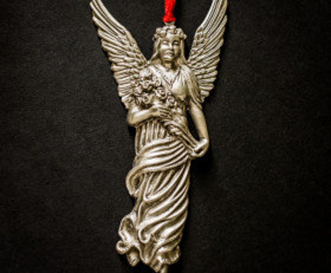 Pewter 'angel With Flowers' Ornament - Etsy