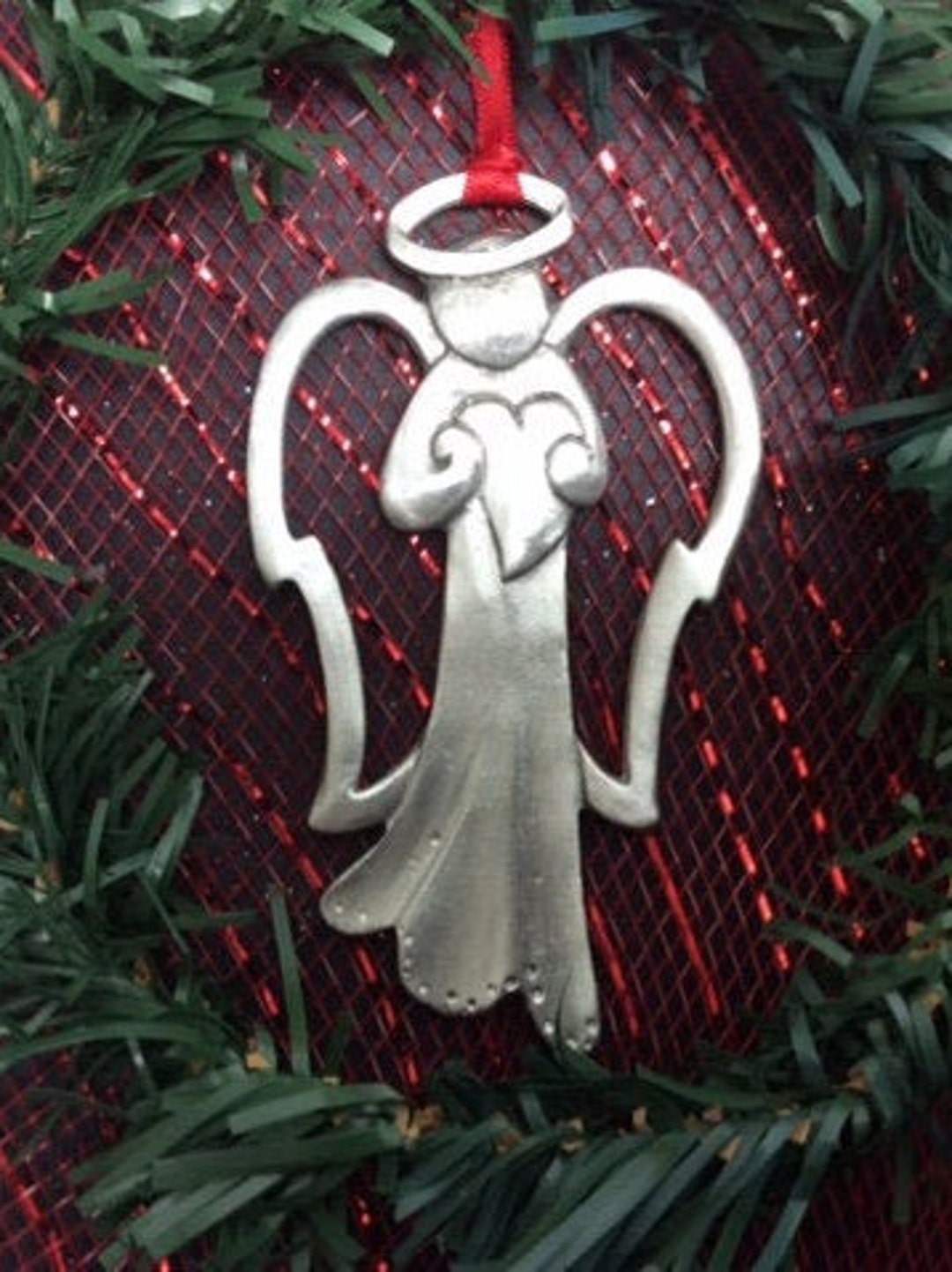 Angel Holding Heart Pewter Christmas Ornament - Angel Pewter Ornament ...