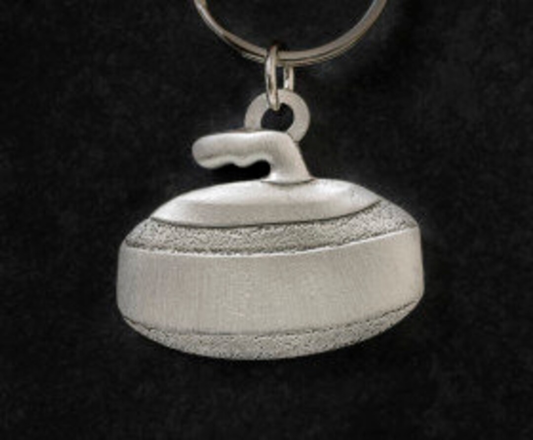 Pewter Curling Stone Key Chain - Etsy