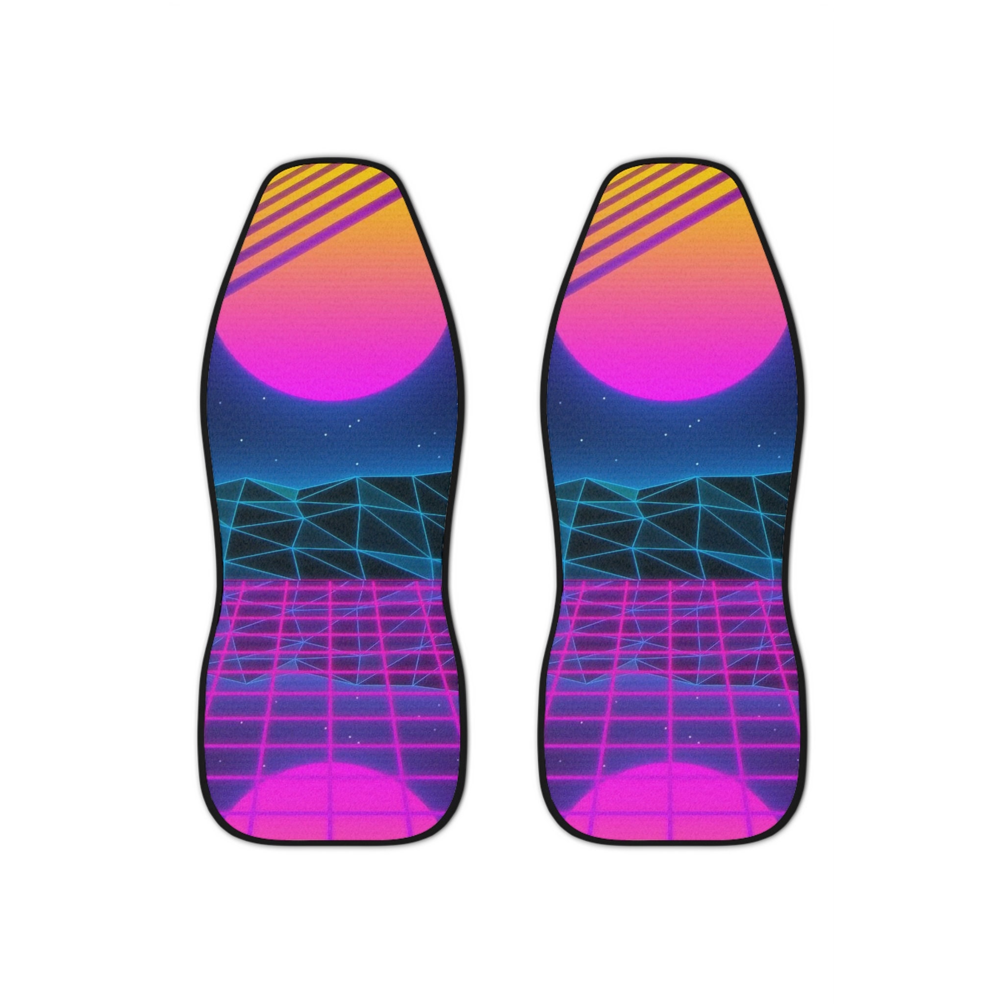 Synthwave Sunset Neon Grid Retro Vaporwave 8bit 80s Type Car Seat Cover ...